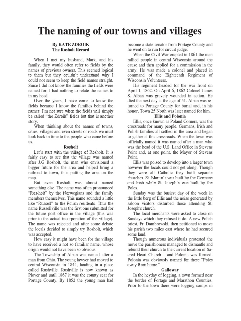 History of Wisconsin Town Names | PDF | The United States | Violence