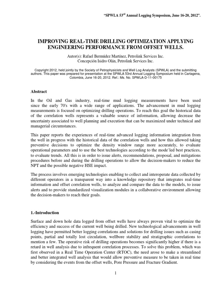 Improving Real-Time Drilling Optimization Applying Engineering ...