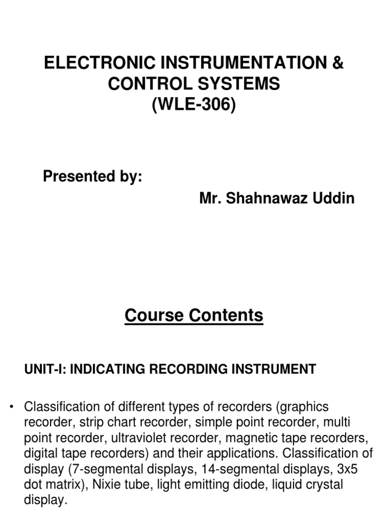 Electronic Instrumentation & Control Systems | PDF | Control Theory | Force
