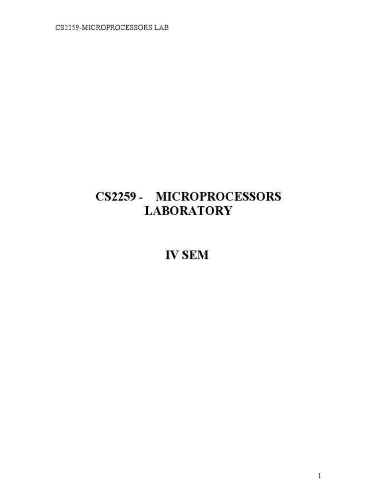 Cs2259 - Microprocessors Laboratory | Download Free PDF | Central Processing Unit | Array Data ...