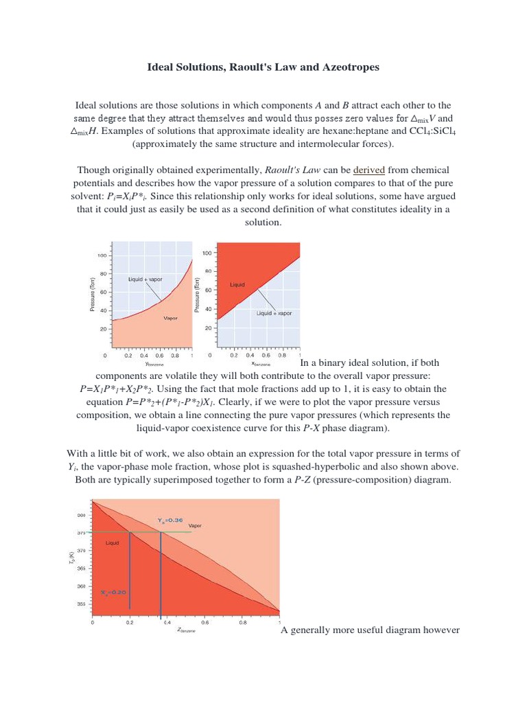 Ideal Solutions Raoult S Law And Azeotropes Derived Pdf