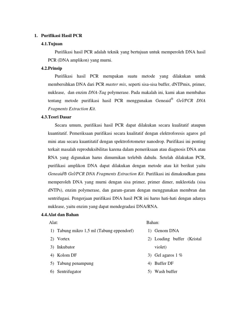 Purifikasi Hasil PCR | PDF