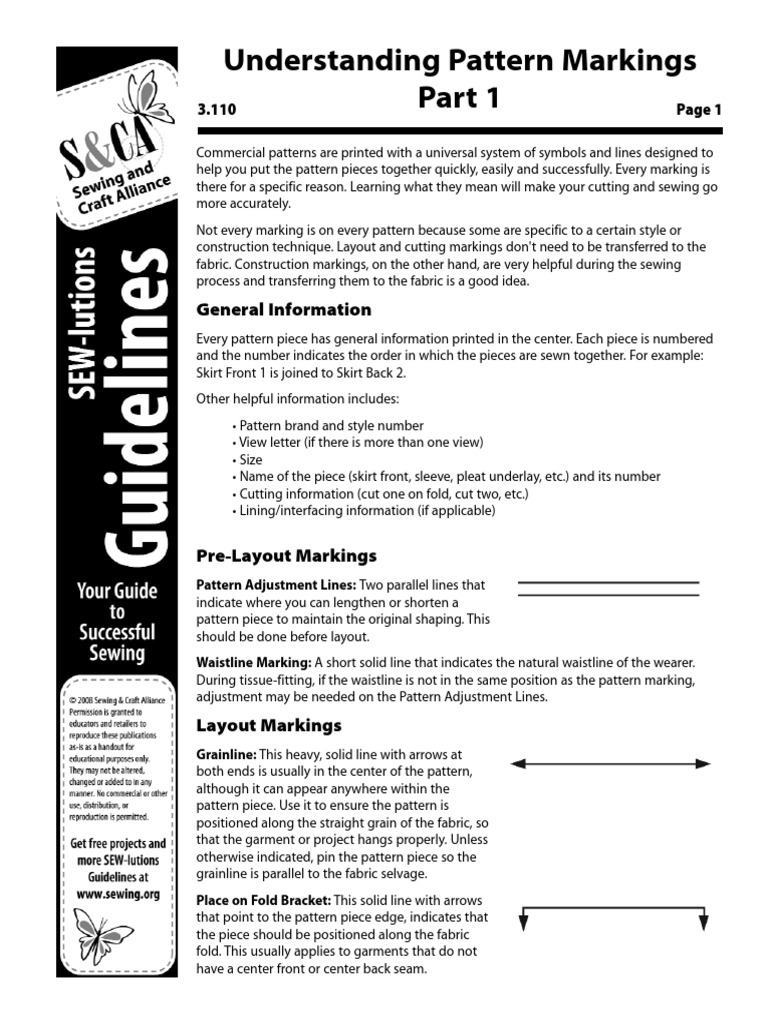 Sewing Pattern Markings Guide | PDF | Home & Garden