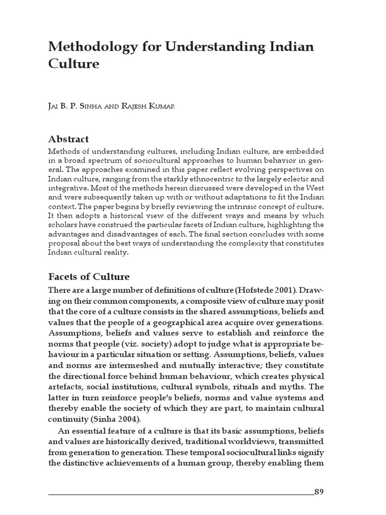 Understanding Indian Culture Methodologies | PDF | Quantitative ...