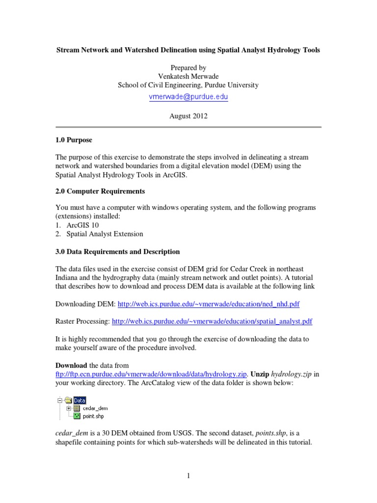 Vmerwade@purdue - Edu: Stream Network and Watershed Delineation Using ...