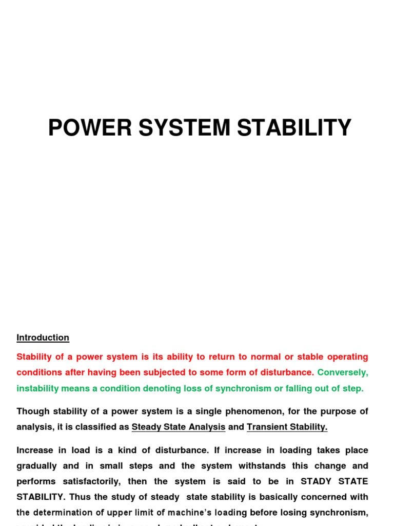 Power System Stability | PDF