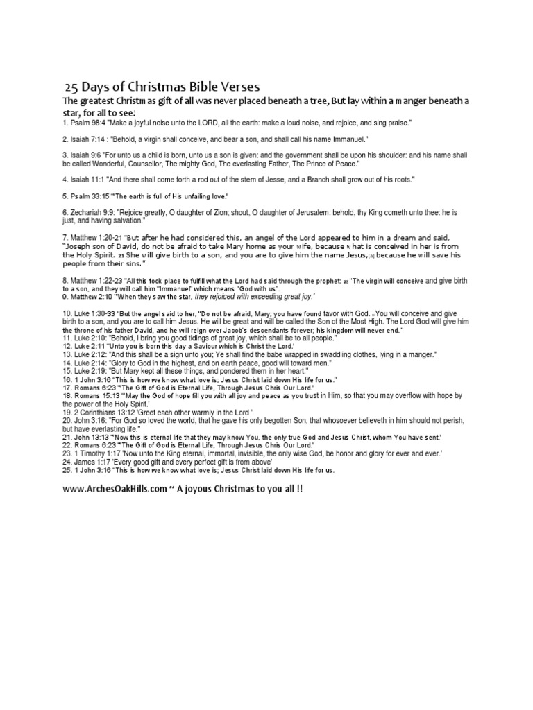 25 Days of Christmas Bible Verses | PDF | Eternal Life (Christianity ...
