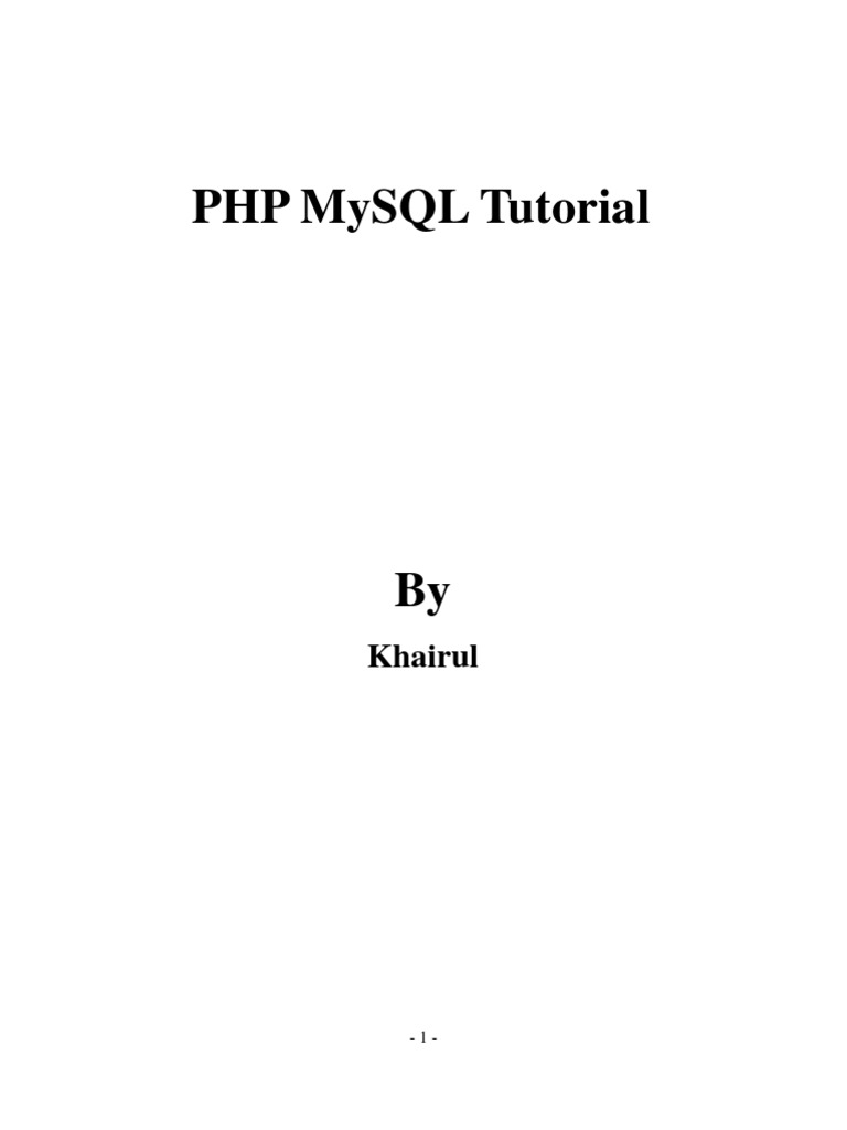 Php Mysql Tutorial Pdf Php Scope Computer Science 4891