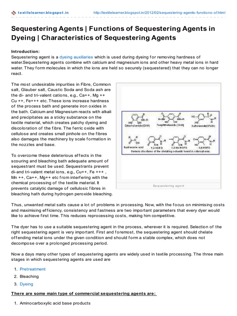 Sequestering Agents Functions | Chelation | Ethylenediaminetetraacetic Acid