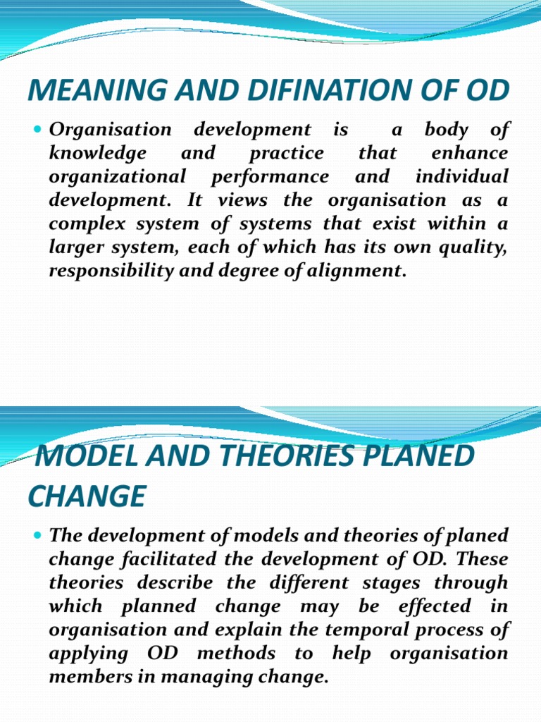 Meaning and Difination of Od | PDF | Organization Development | System