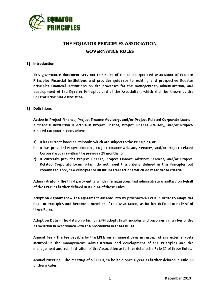 Equator Principles Governance Rules December 2013 | PDF | Committee ...