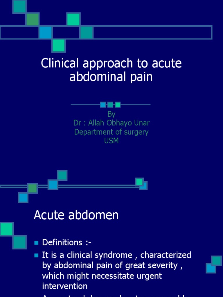 Clinical Approach To Acute Abdominal Pain | PDF | Pain | Abdomen