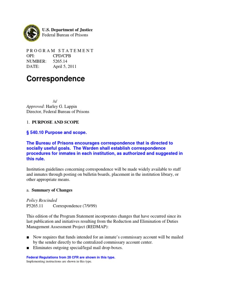 Prison Mail | Mail | United States Postal Service