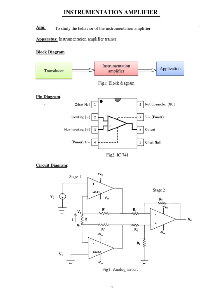 Instrumentation Amplifier Circuit Overview | PDF | Amplifier ...