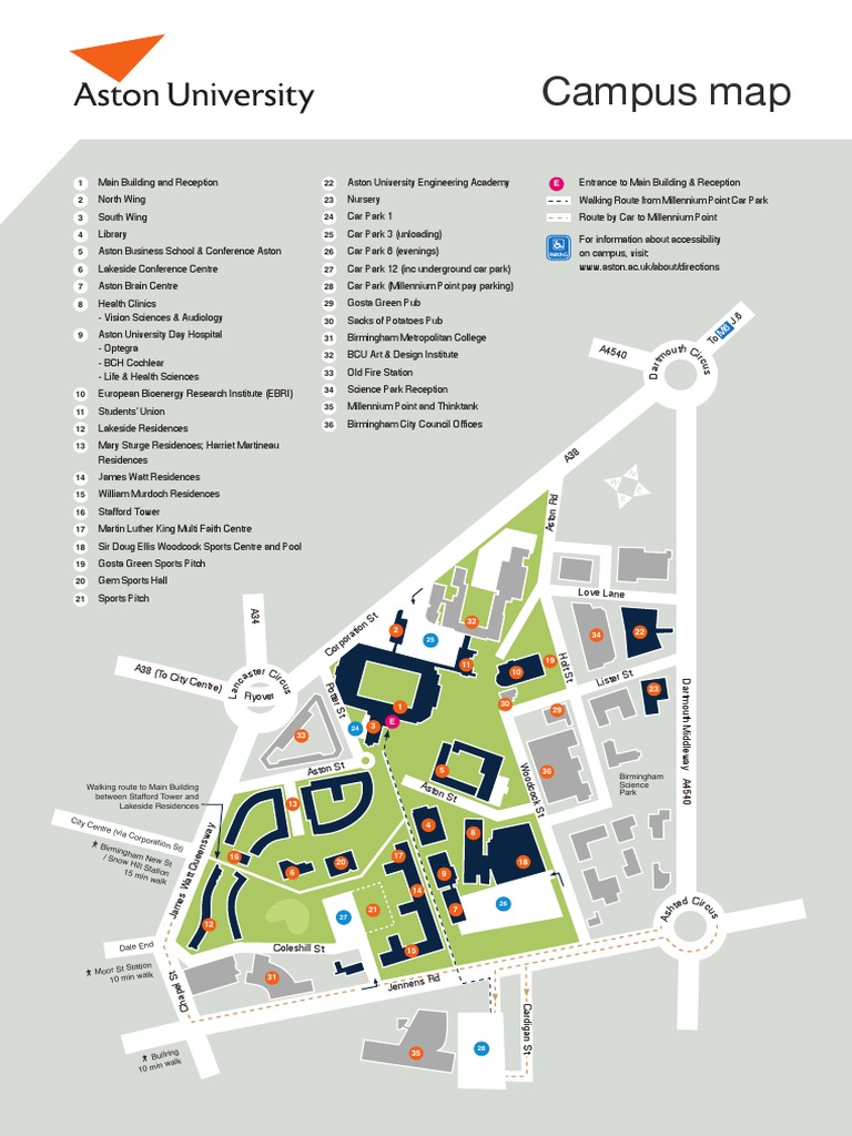 Aston University Campus Map Guide | PDF | Science & Mathematics ...