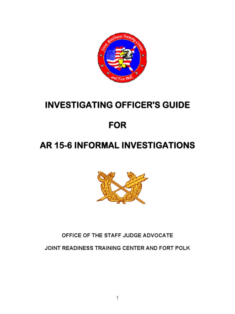 A Guide for Conducting Thorough and Legally Sufficient AR 15-6 Informal ...