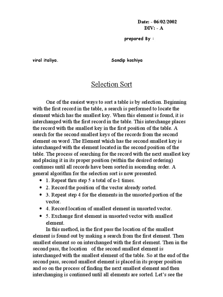 Selection Sort | PDF | Algorithms And Data Structures | Discrete ... Selection Sort | PDF | Algorithms And Data Structures | Discrete ...