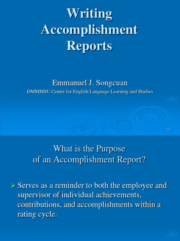 LECTURE 6a - Writing Accomplishment Reports | PDF | Teachers | Evaluation