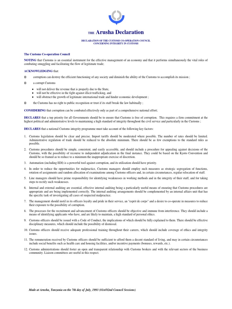 Arusha Declaration | Download Free PDF | Internal Audit | Political ...
