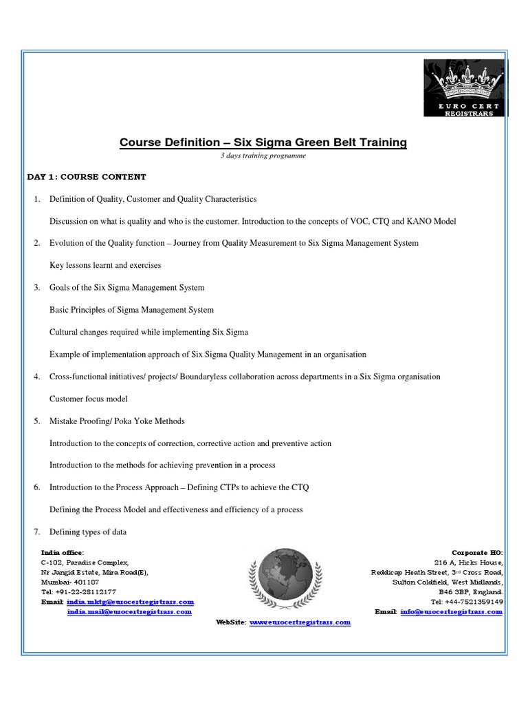 Six Sigma Training Schedule | PDF | Six Sigma | Standard Deviation