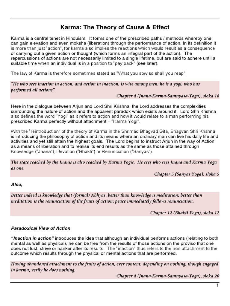 Karma - Theory of Cause & Effect | PDF | Karma | Moksha