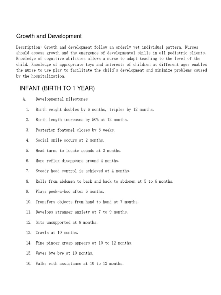 HESI BLUE BOOK Pg. 182 Developmental Milestones | PDF | Child ...