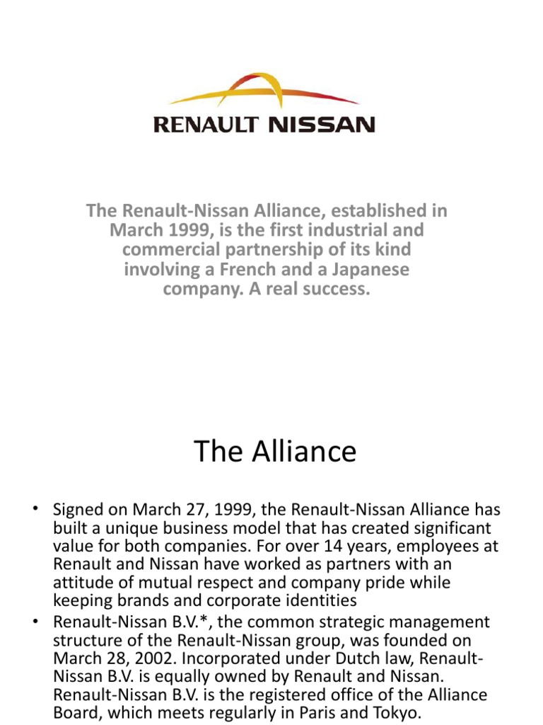 Strategic Management Renault-Nissan Alliance | PDF | Automotive ...