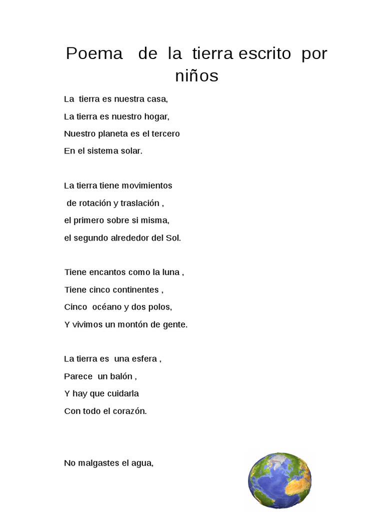 Poema de La Tierra Escrito Por Niños | PDF