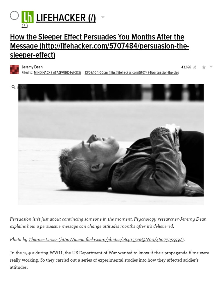 How The Sleeper Effect Persuades You Months After The Message | PDF ...