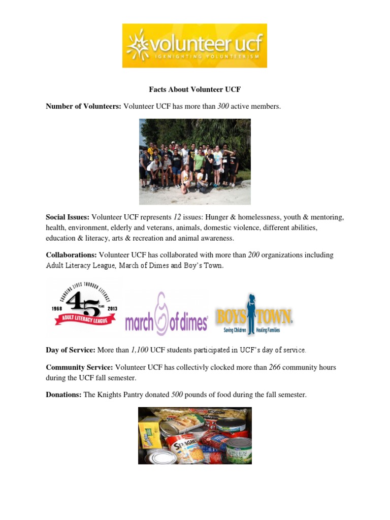 Facts About Volunteer UCF | PDF