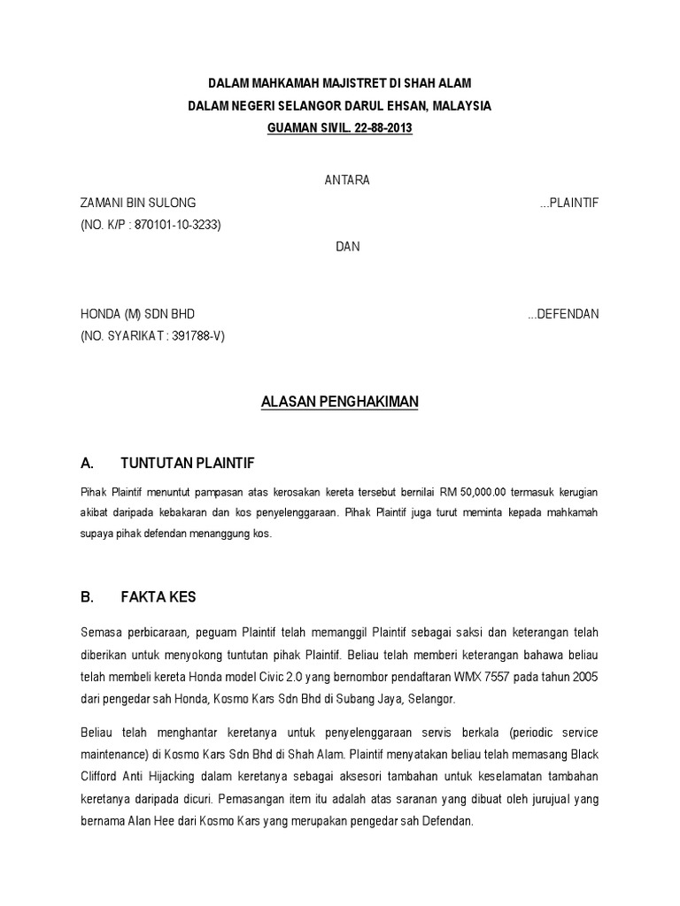 ALASAN PENGHAKIMAN Kes Syariah | PDF