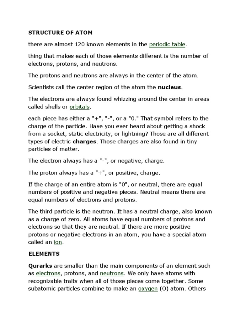 Structure of Atom | PDF | Atoms | Ion
