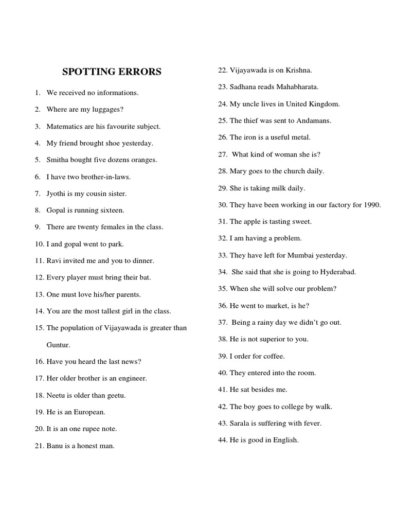 Spotting Errors | PDF