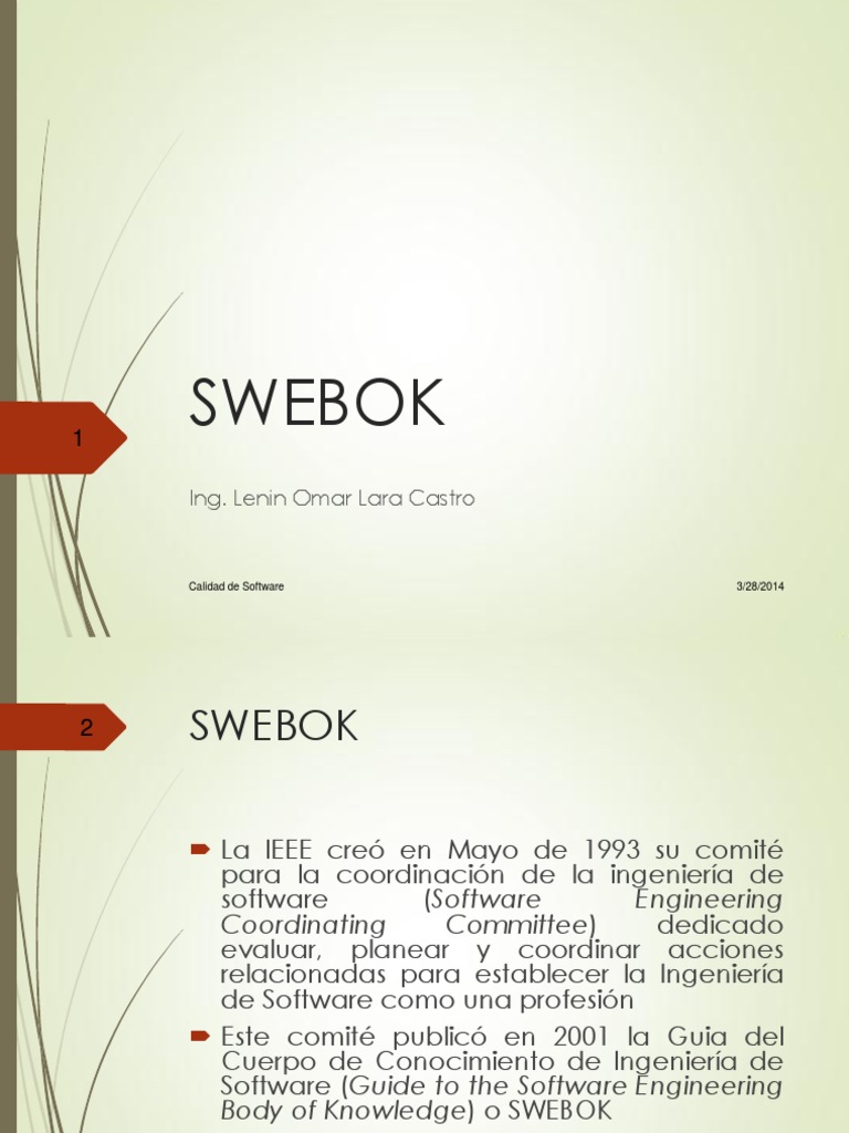 Swebok Pdf Ingeniería De Software Software