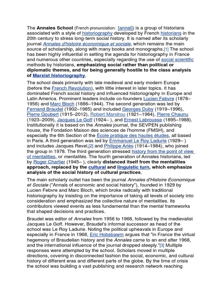 Wiki - The Annales School | PDF | Social Movements | Social Science ...