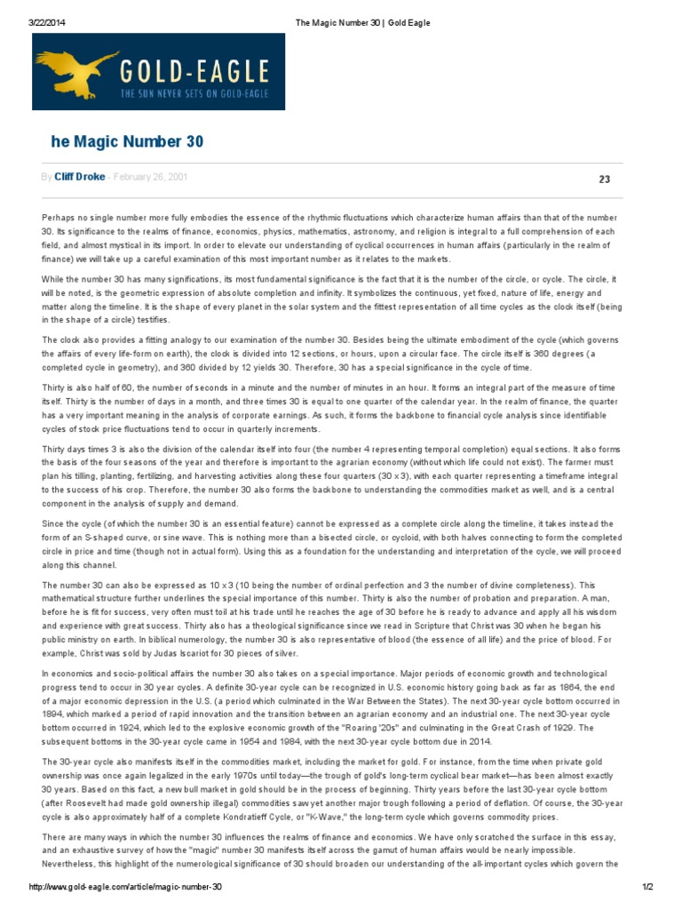 Significance of the Magic Number 30 | PDF | Technical Analysis | Stocks