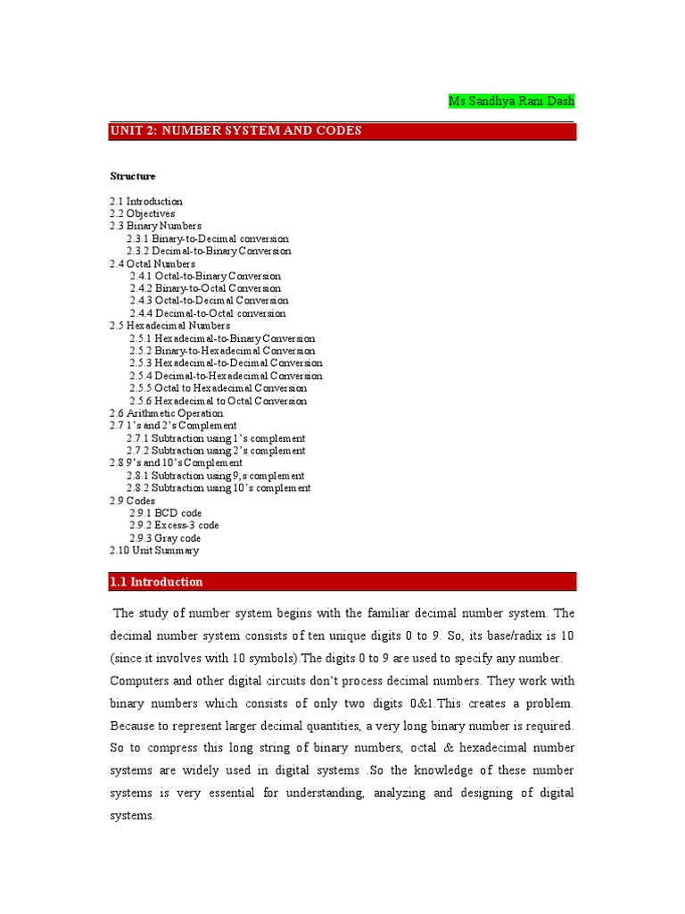 BADASS Tutorial On Chapter 1 Number System | PDF | Subtraction | Binary Coded Decimal
