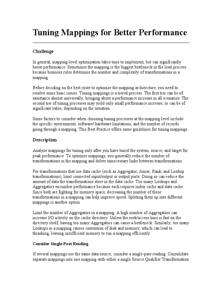 Tuning Mappings For Better Performance | PDF | Cache (Computing ...