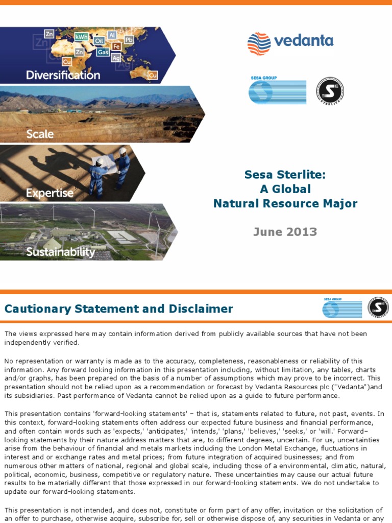 Sesa Goa - Corporate Presentation | PDF | Metals | Mining