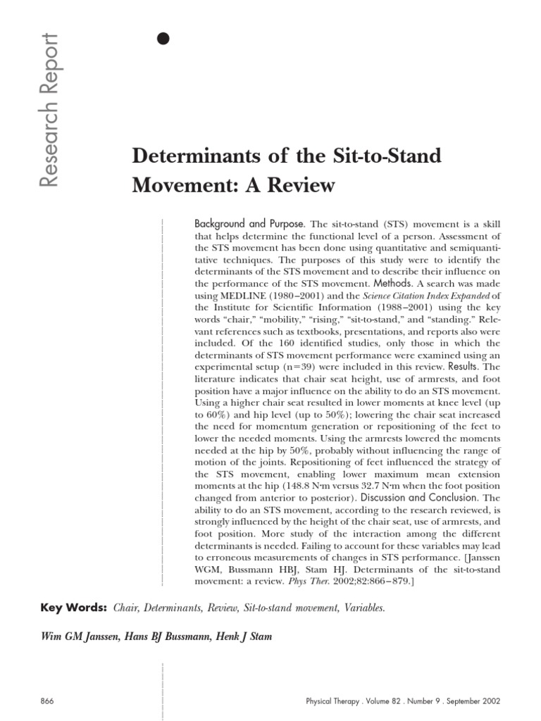 Determinants of The Sit-To-Stand Movement | PDF | Validity (Statistics ...