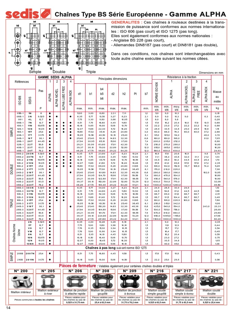 SEDİS Chaines - de - Transmission - Europeennes - Bs | PDF | Métaux | Génie du bâtiment