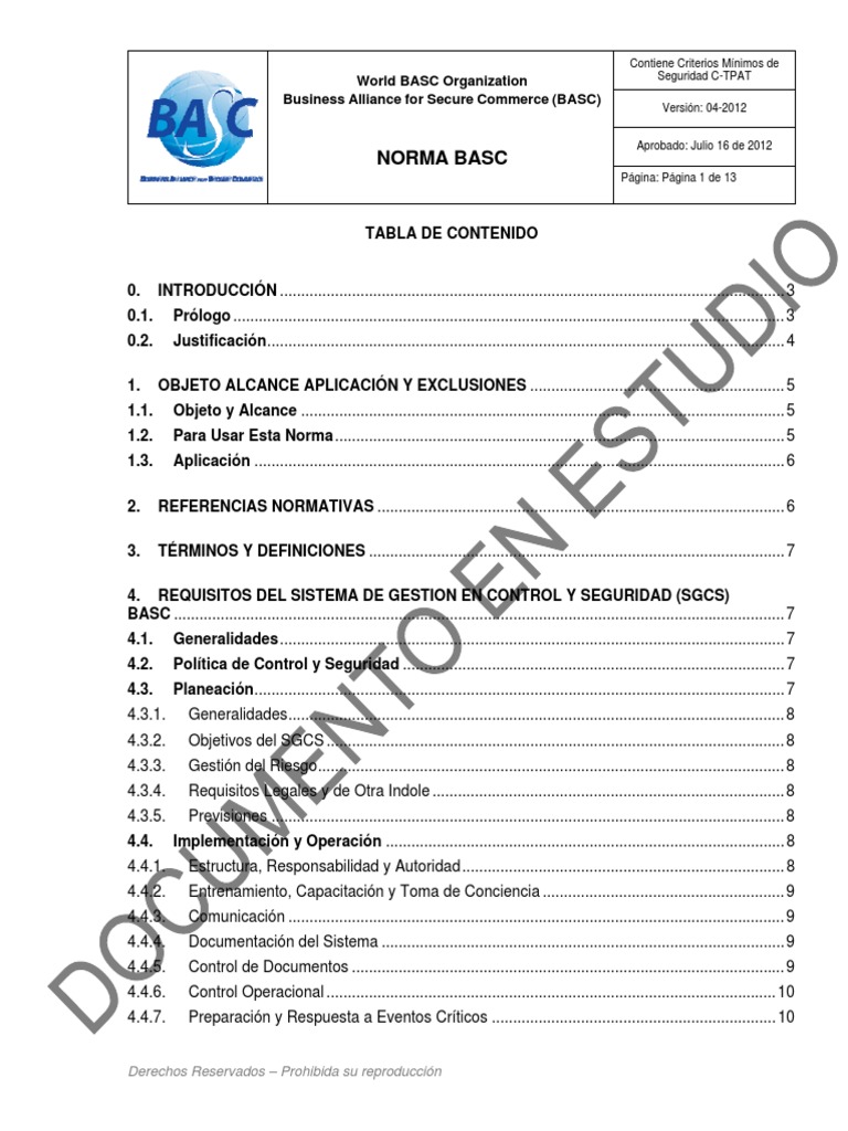 Norma Basc Version 4. 2012 | PDF | La seguridad | Planificación