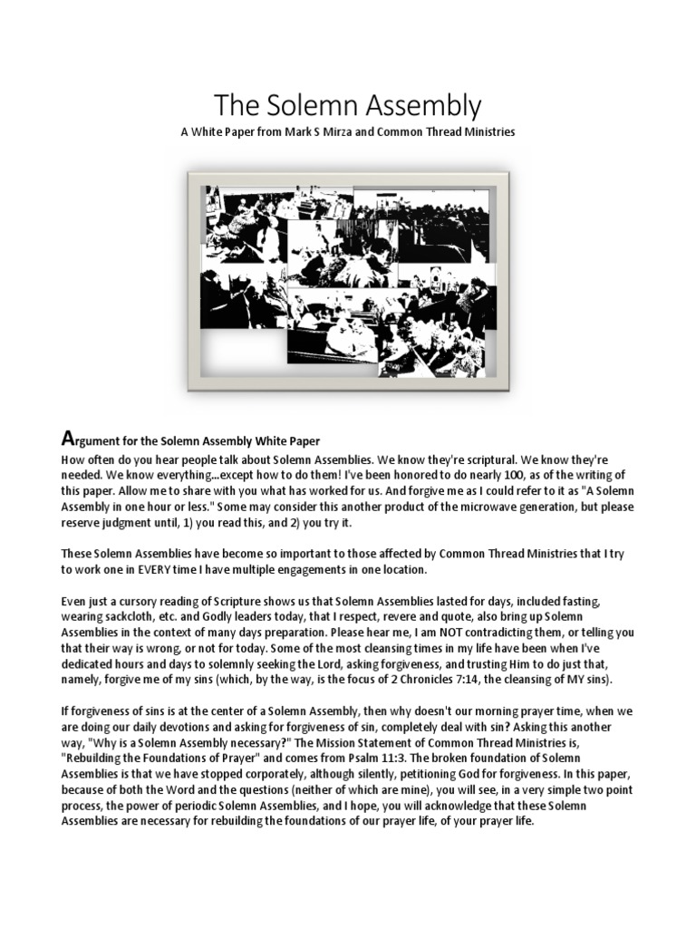 The Solemn Assembly | PDF | Prayer | Sin