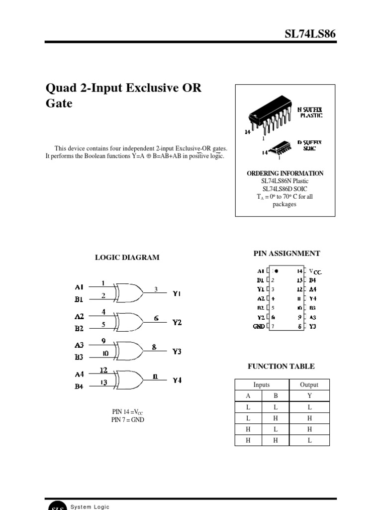 Quad 2-Input Exclusive or Gate | PDF | Logic Gate | Electronic Circuits