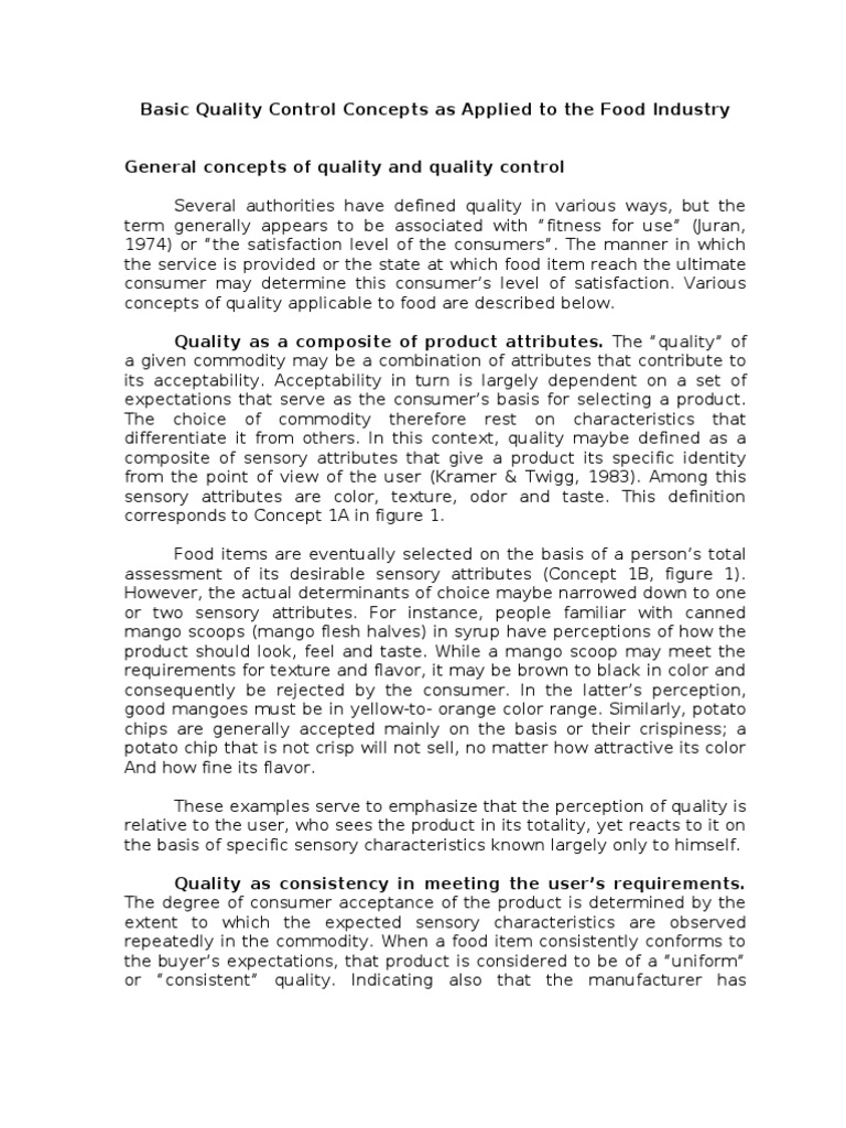 Basic Quality Control Concepts As Applied To The Food Industry | PDF ...