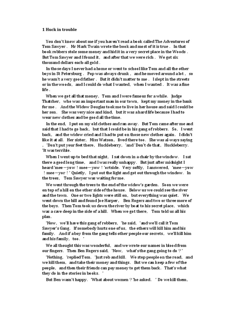 1 Huck in Trouble | PDF | Nature