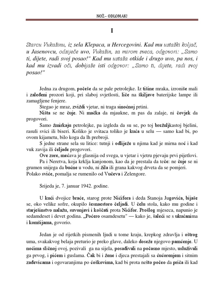 Nož - Odlomak | PDF