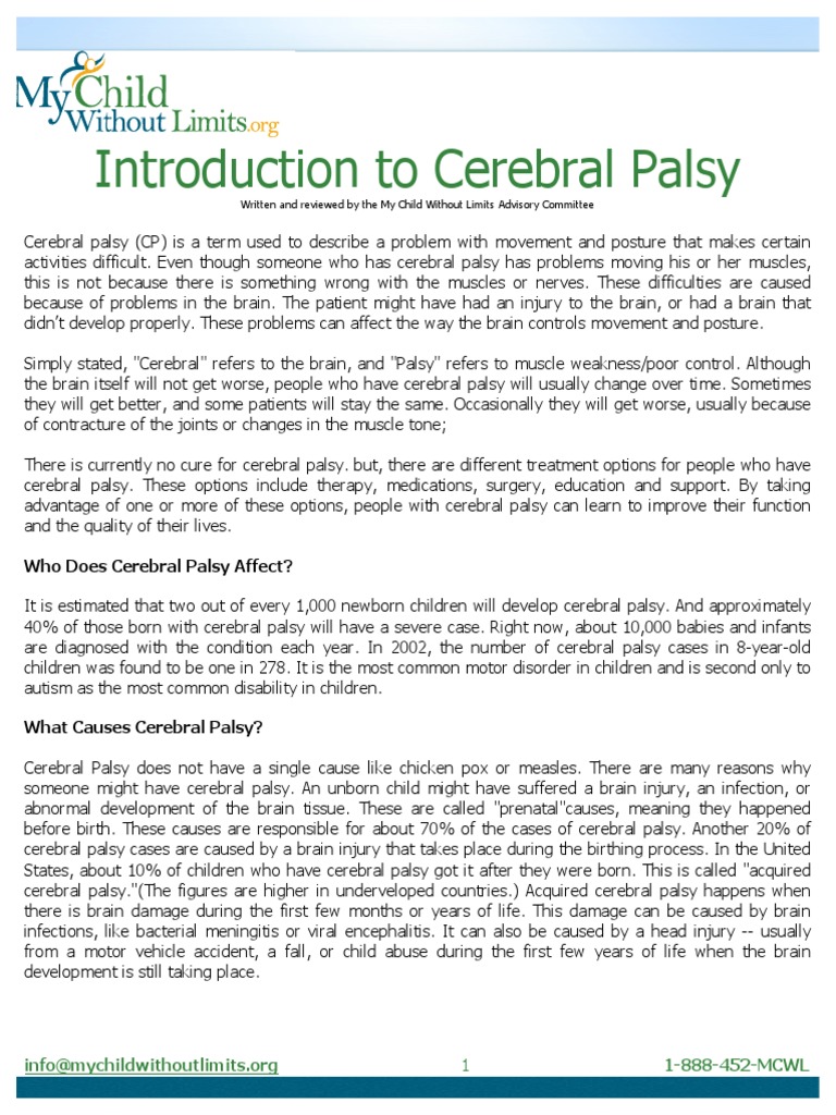 Introduction To Cerebral Palsy | PDF | Cerebral Palsy | Botulinum Toxin