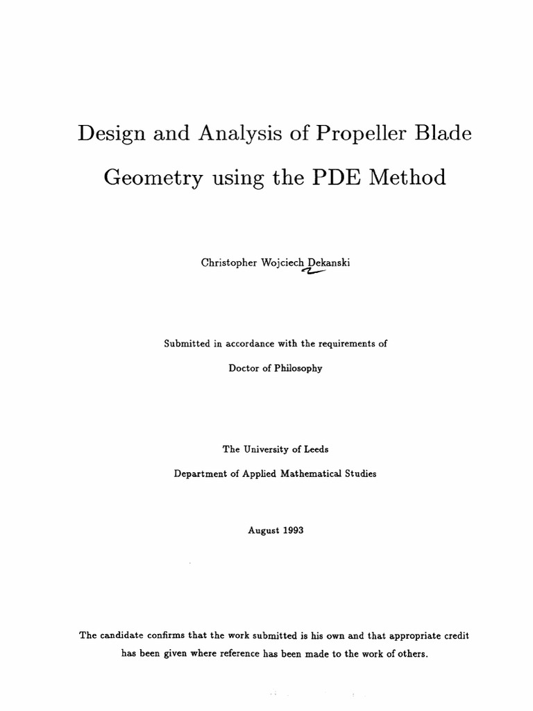 Design and Analysis of Propeller Blade Geometry Using The PDE Method ...