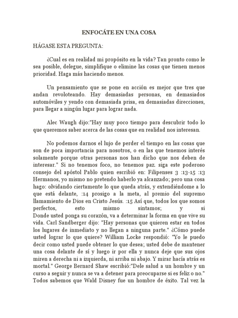 Enfocáte en Una Cosa | PDF | Relaciones personales, crianza y desarrollo personal